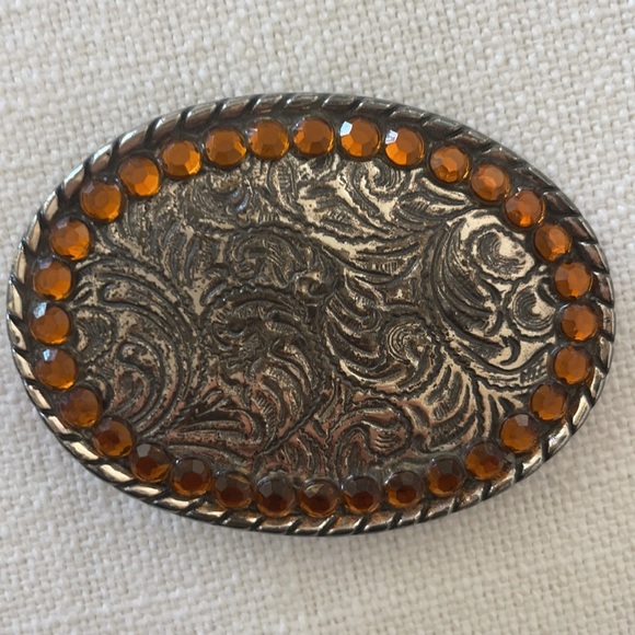 Accessories | Belt Buckle With Rustic Western Scroll Pattern And Amber ...